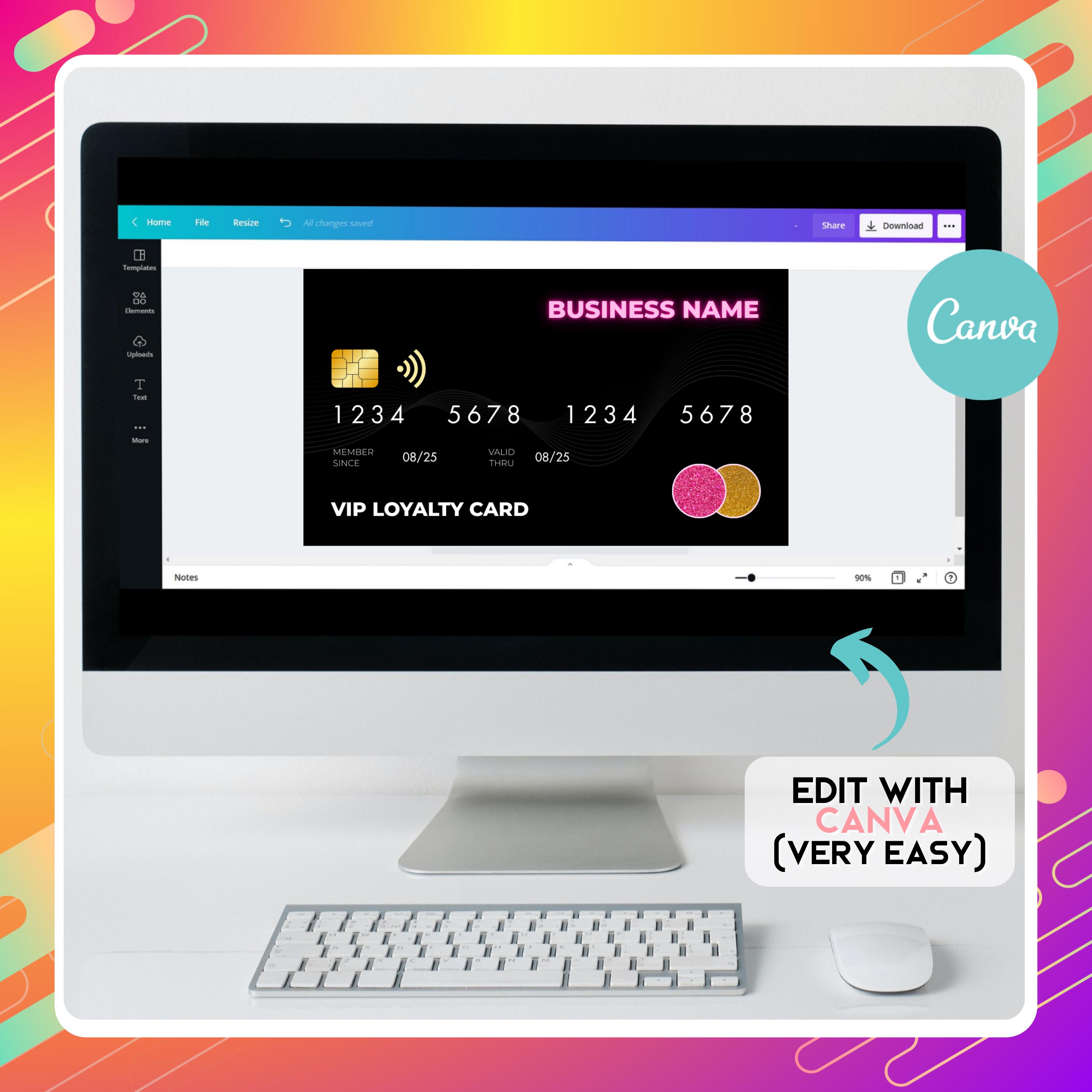 VIP Loyalty Card Template, Credit Card Style Punch Card, Editable Canva ...