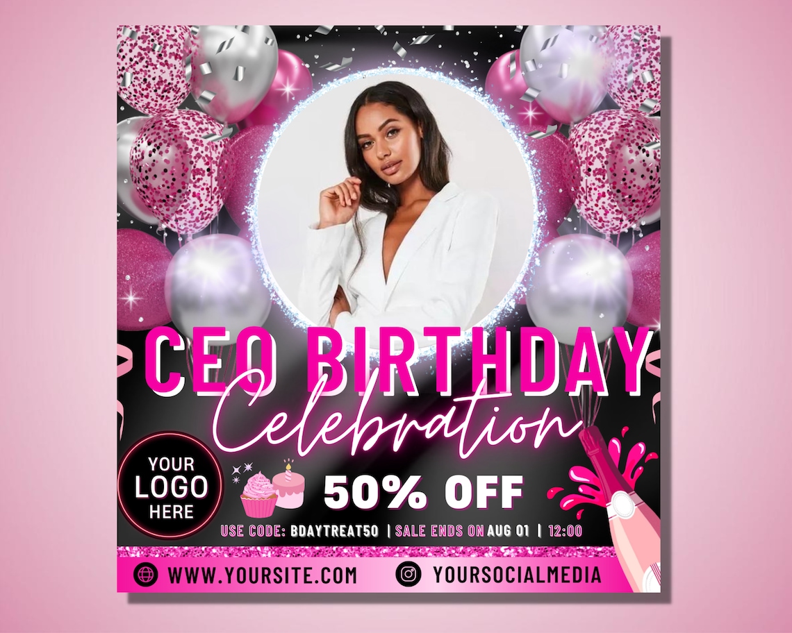 CEO Birthday Flyer, DIY Flyer Template Design, Celebration Flyer, Sale ...