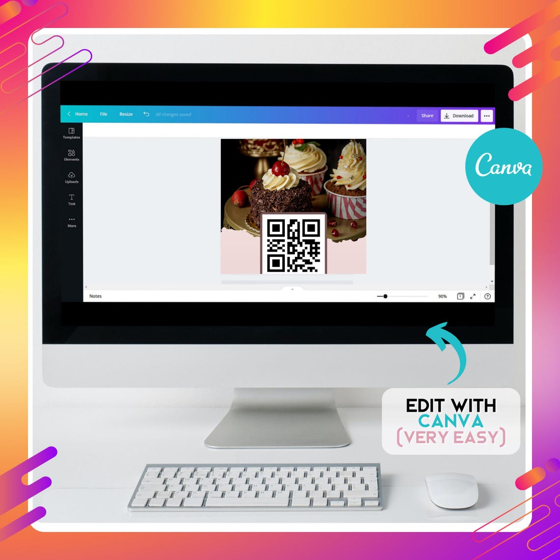 Bakery Instagram Business Card: QR Code Cake Shop Card, Editable Pastry ...