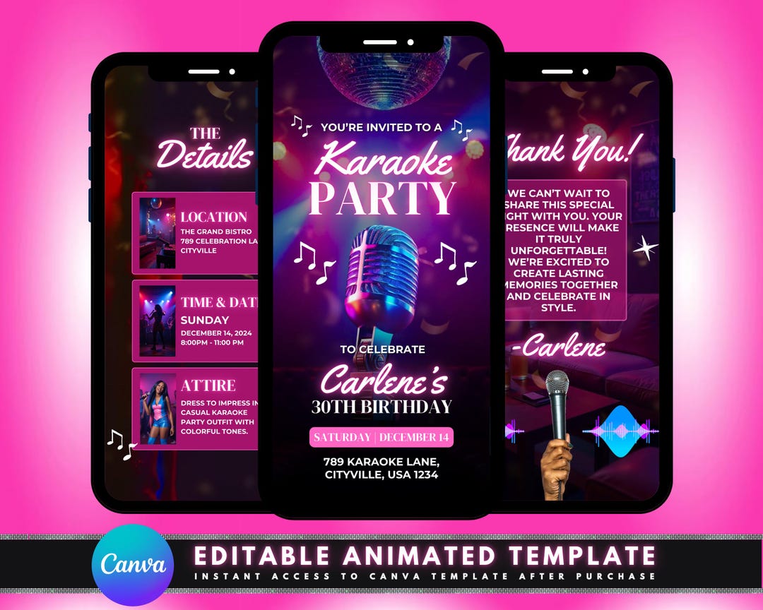 Animated Karaoke Night Invitation, DIY Template Design, Karaoke ...