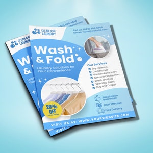 Laundry Service Flyer, DIY Flyer Template Design, Dry Cleaning Flyer ...