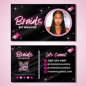 Hair Braiding Business Card, DIY Marketing Cards Design, Braids ...