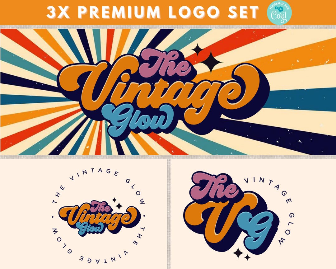 Retro Logo, DIY Logo Design Template, Boho Logo, Vintage Logo, Retro ...