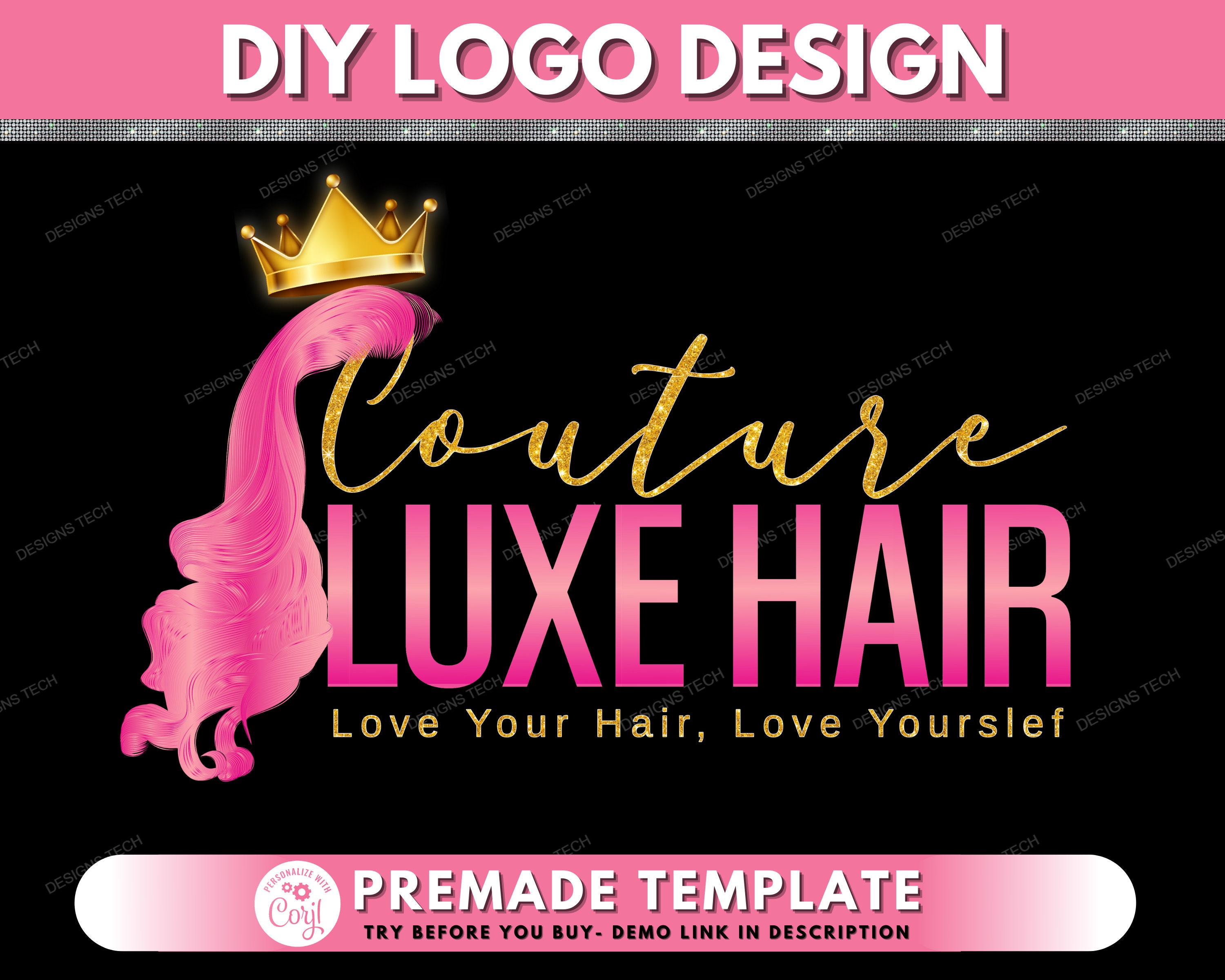 DIY Hair Logo Edit Yourself Beauty Logo Hair Extensions | Etsy