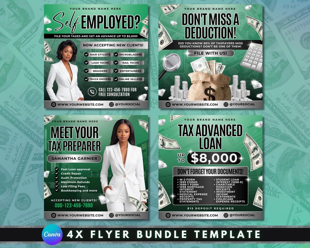 4X Tax Preparation Bundle Flyer, DIY Flyer Template Design, Tax ...