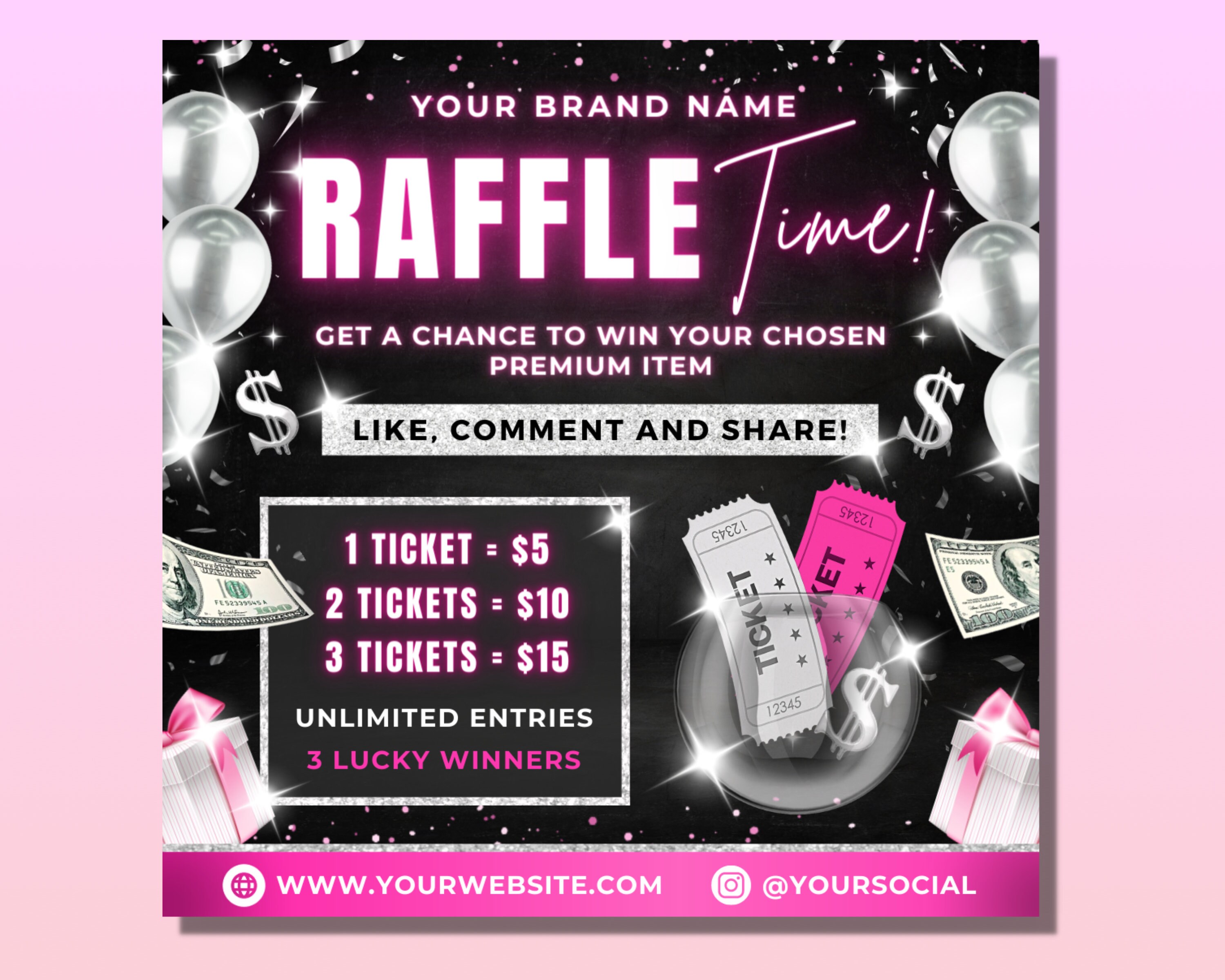 Raffle Flyer DIY Flyer Template Design Giveaway Flyer - Etsy Australia