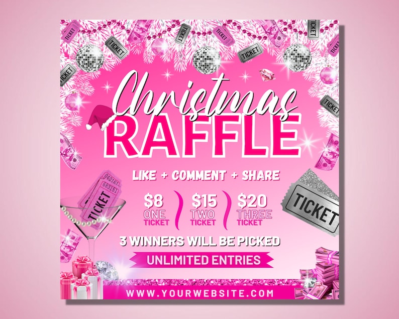Christmas Raffle Flyer DIY Flyer Template Design Giveaway - Etsy