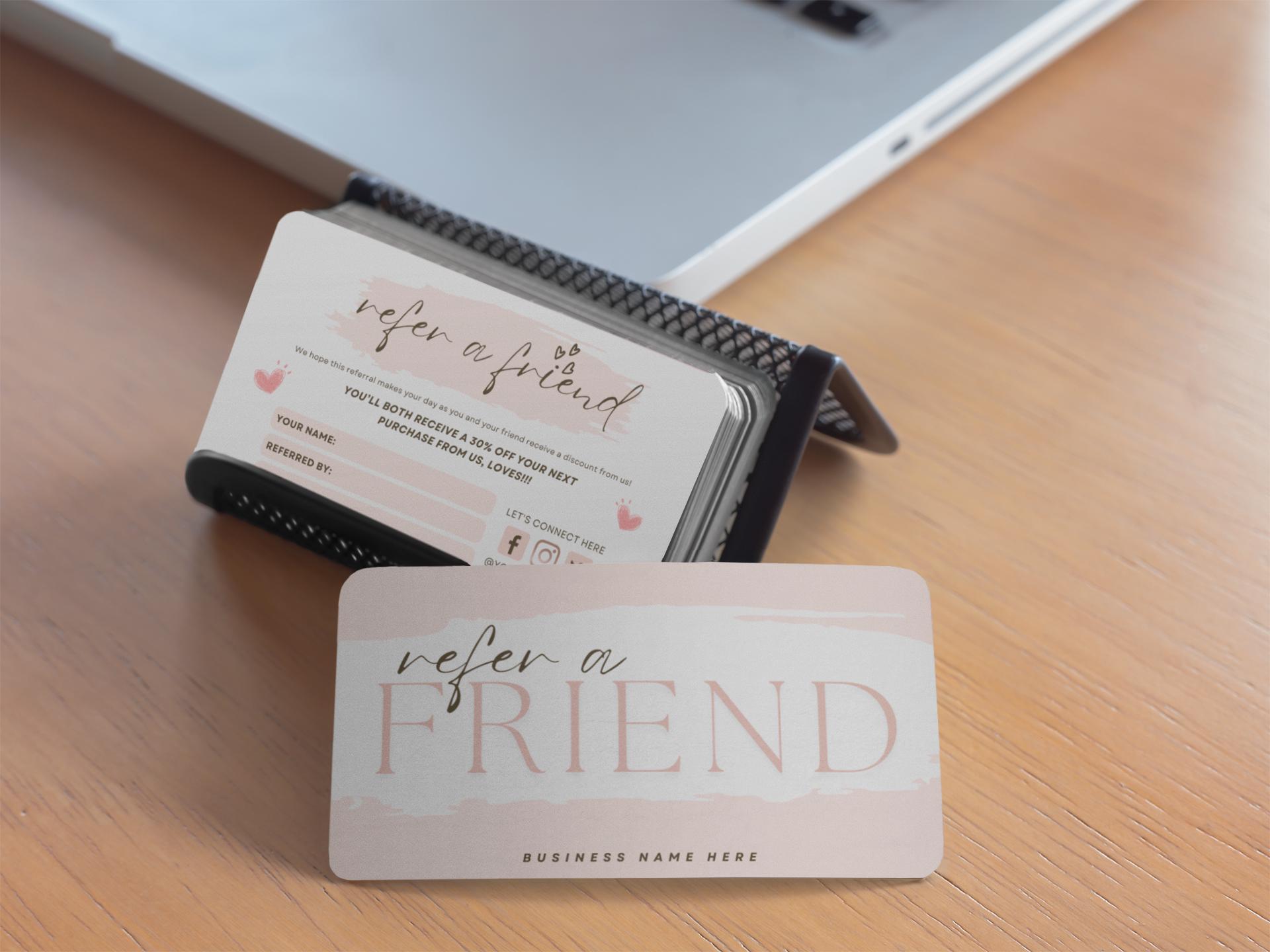 Refer A Friend Business Card, DIY Canva Business Card Template Design ...