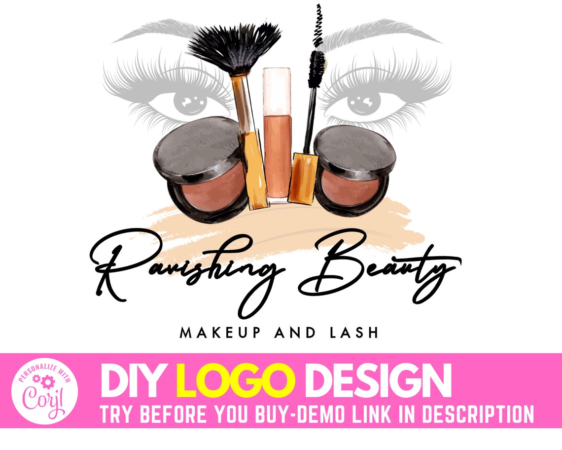 DIY Makeup Logo Edit Yourself Beauty Logo Design Lash Logo | Etsy