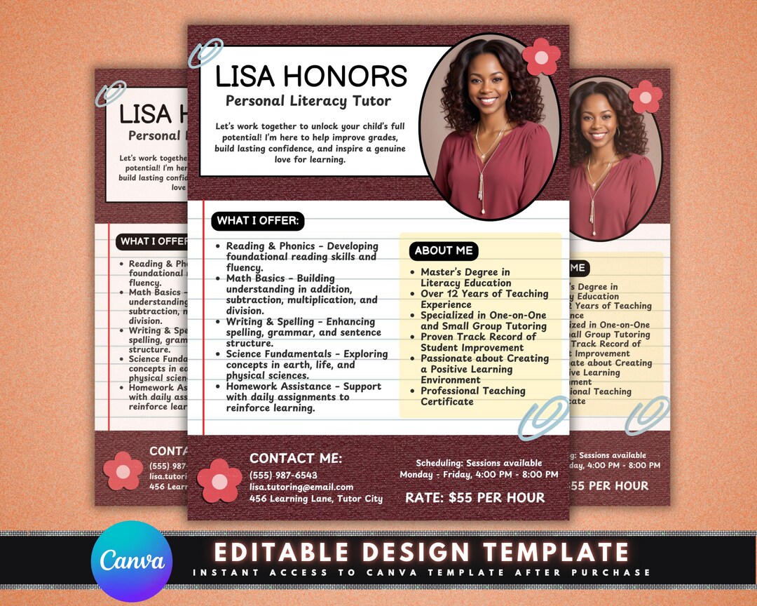 Tutoring Services Flyer, DIY Flyer Template Design, Summer Tutor Flyer ...