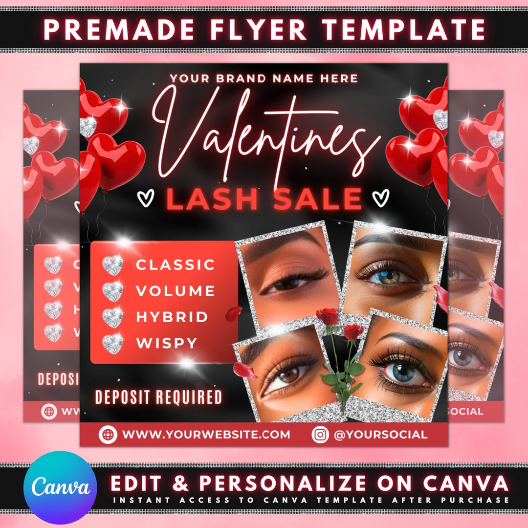 Valentine Lash Sale Flyer, DIY Flyer Template Design, February ...