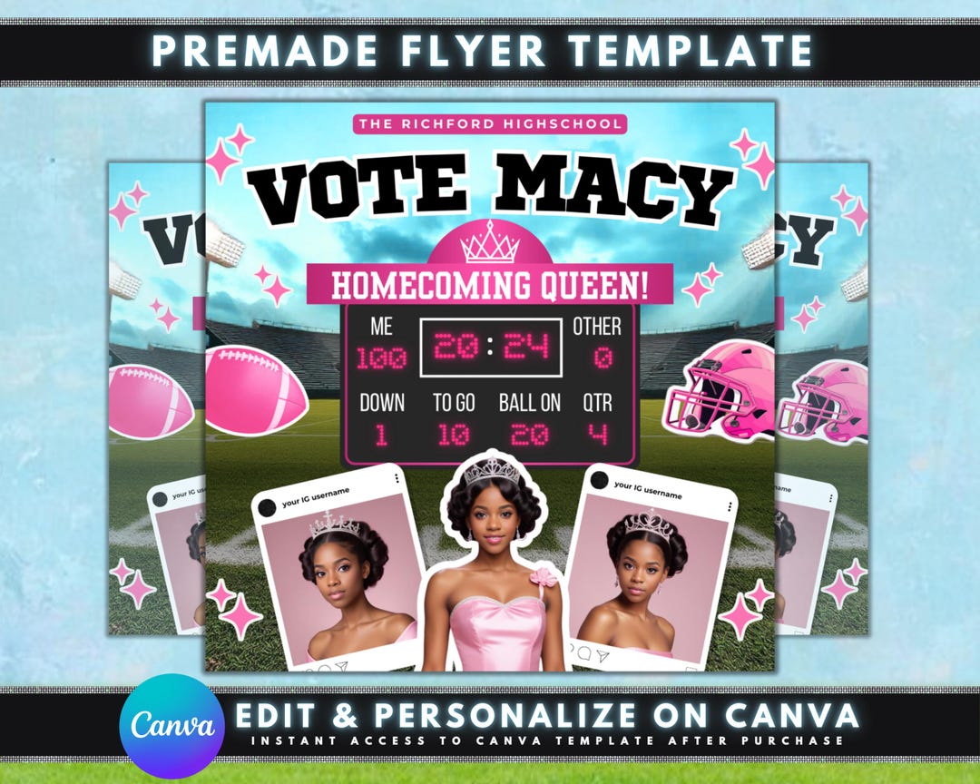 Homecoming Flyer, DIY Flyer Template Design, Vote Homecoming Queen ...
