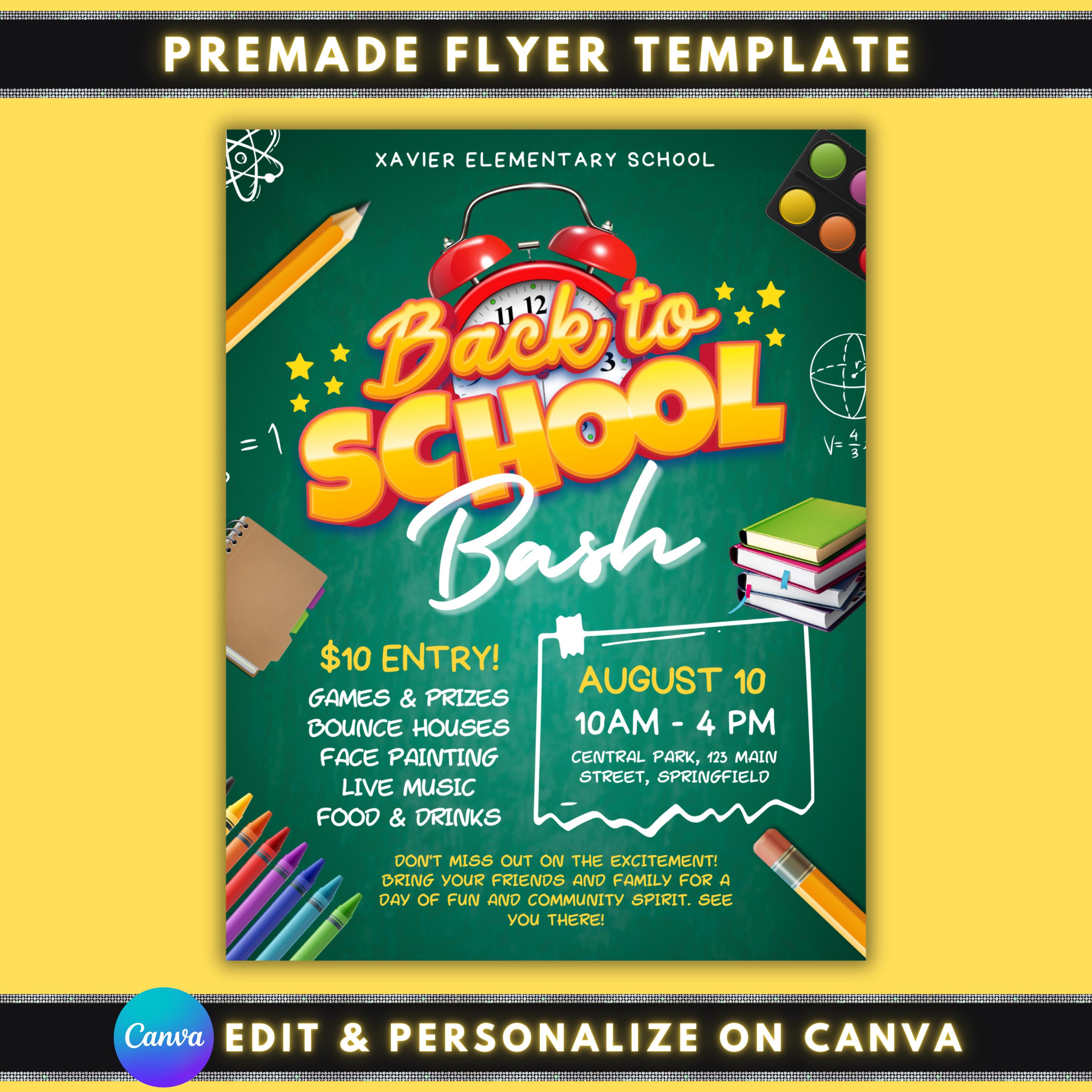 Back to School Bash Flyer, DIY Flyer Template Design, Community Event ...