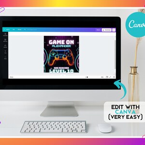 Video Game Party Flyer, DIY Flyer Template Design, Birthday Arcade ...