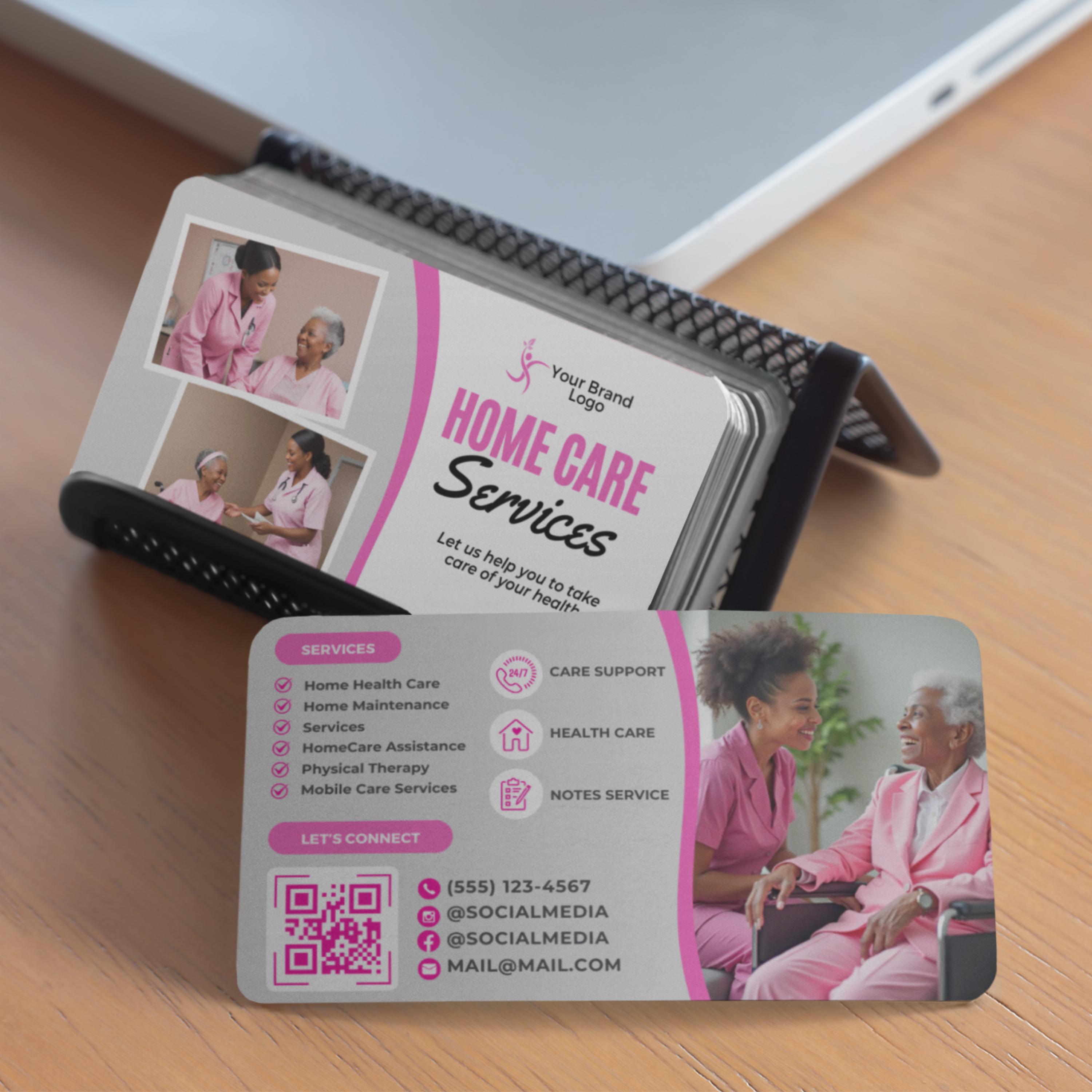 Home Care Services Business Cards, DIY Canva Template Design, Home ...