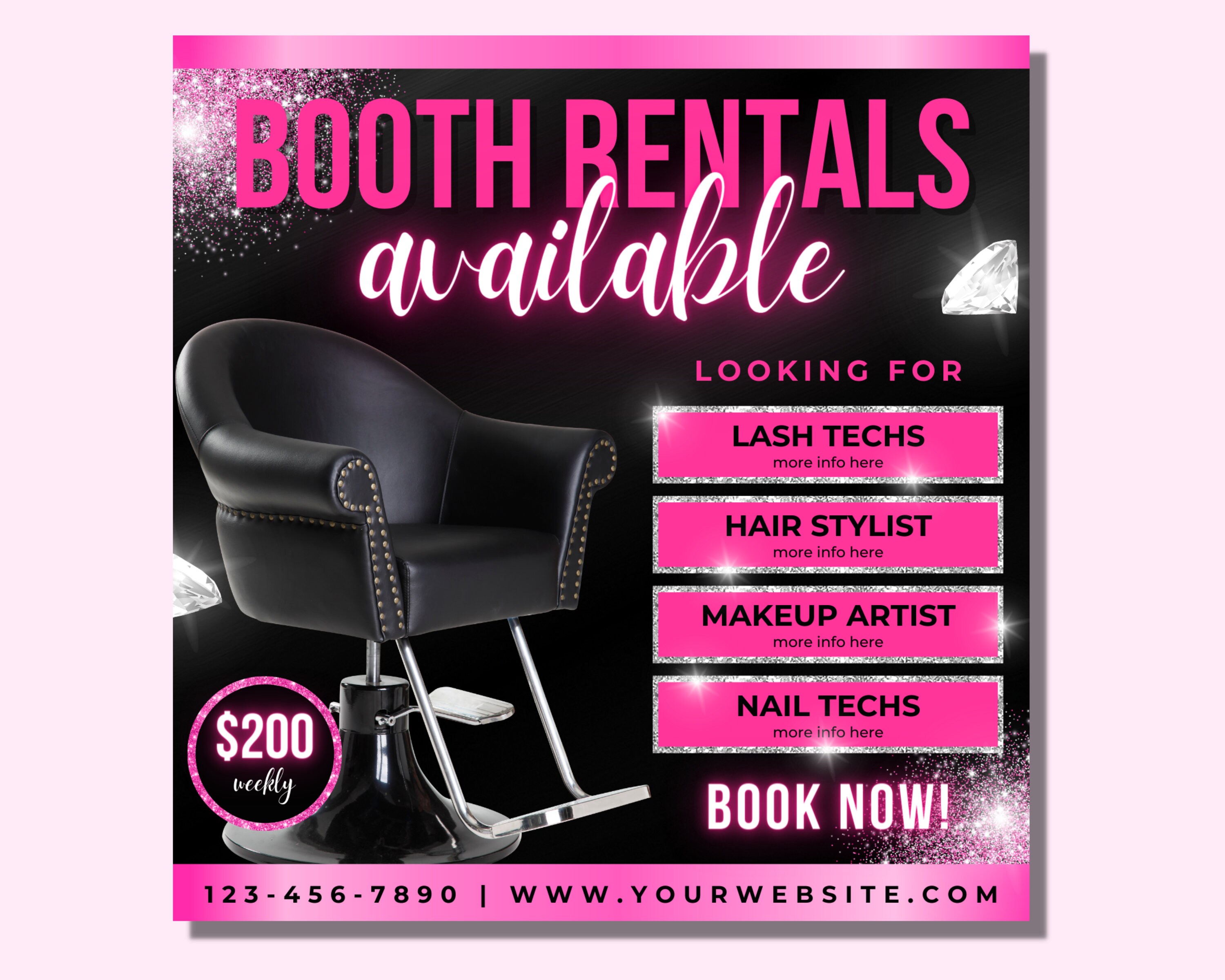 Booth Rental Flyer DIY Flyer Template Design Store Rental - Etsy