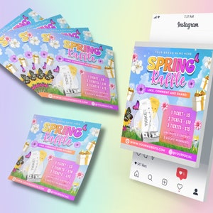 Spring Season Raffle Flyer, DIY Flyer Template Design, Spring Giveaway ...
