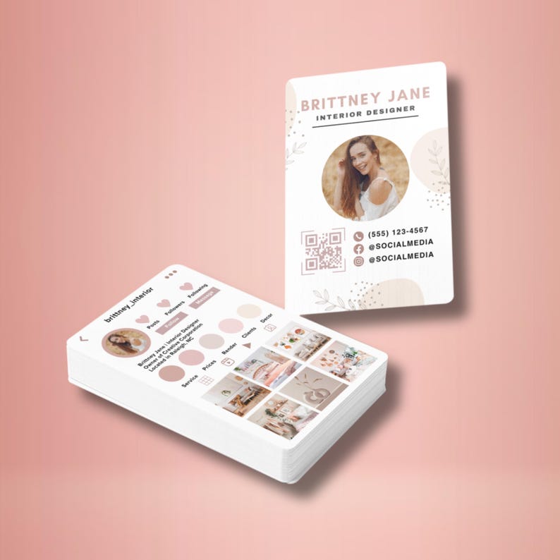 Boho Business Card Template, Instagram Business Card, Editable Canva ...