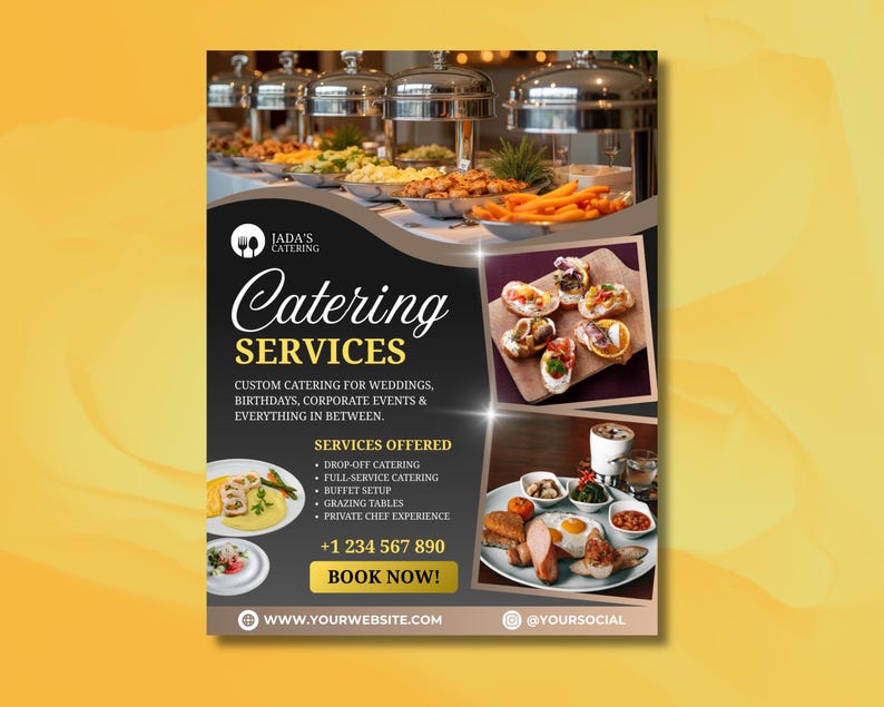 Catering Services Flyer, DIY Flyer Template Design, Food Catering Flyer ...