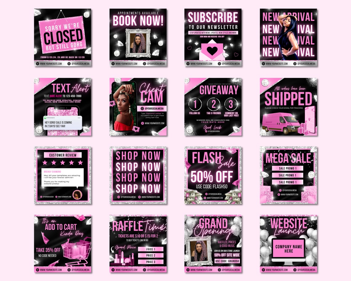 Flyer Bundle, DIY Light Pink Flyer Template Design, Hair Bundle Beauty ...