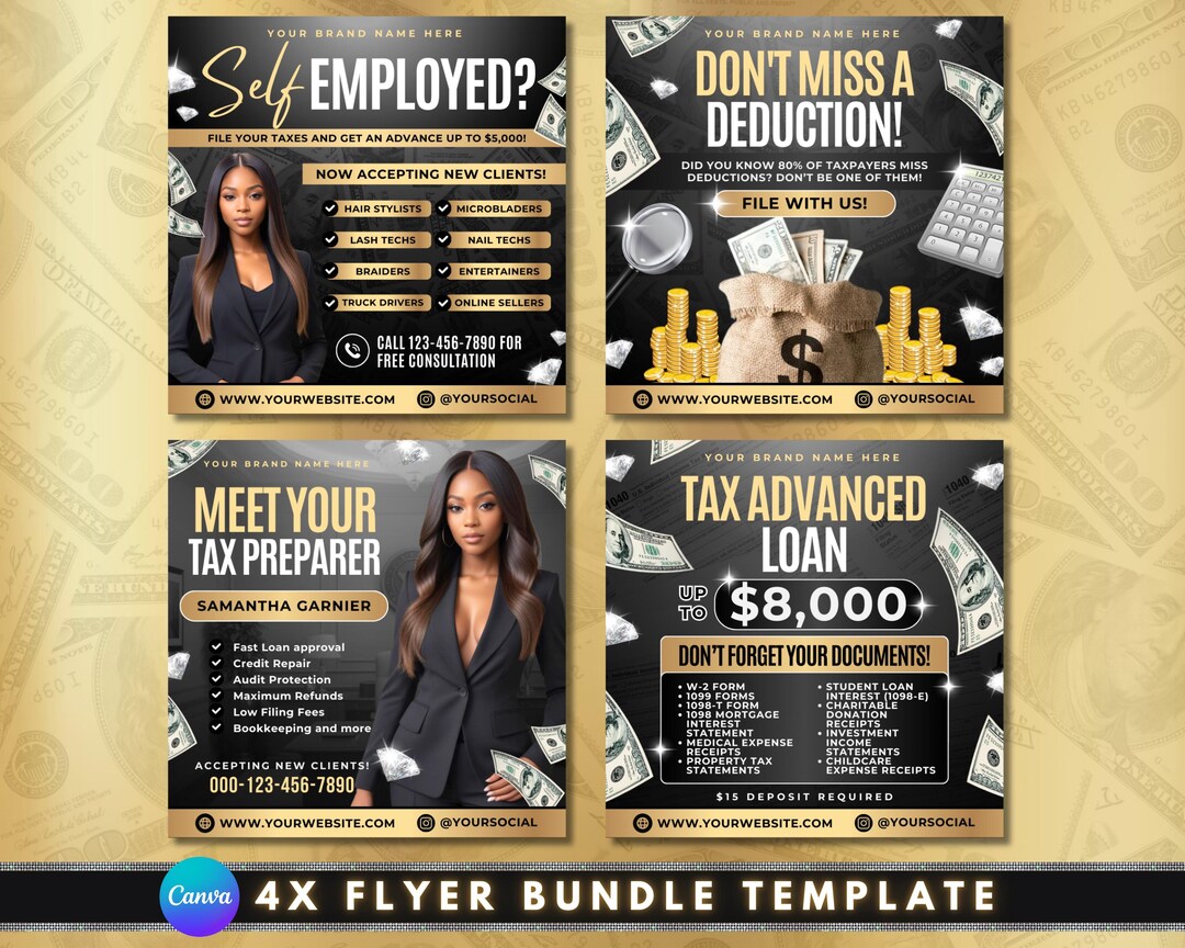 4X Tax Preparation Bundle Flyer, DIY Flyer Template Design, Income Tax ...