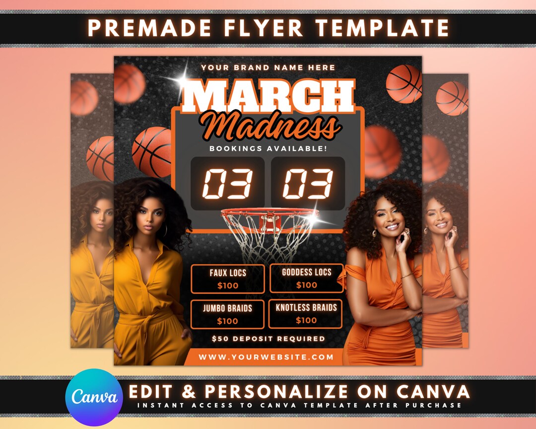 March Madness Appointment Flyer, DIY Flyer Template Design, March ...
