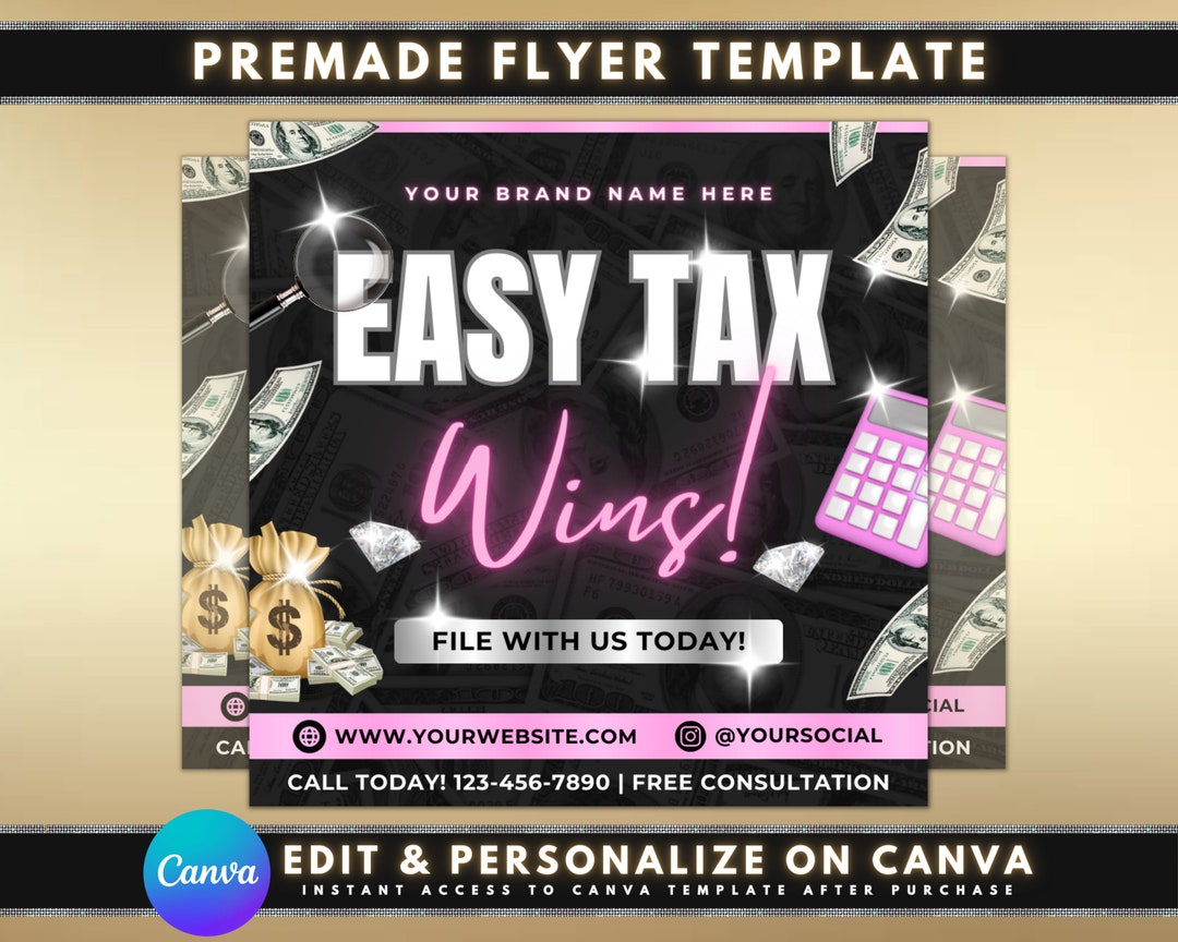Tax Preparation Services Flyer, DIY Flyer Template Design, Income Tax ...