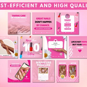 Nails Social Media Post Template Bundle, DIY Flyer Design, Press on ...