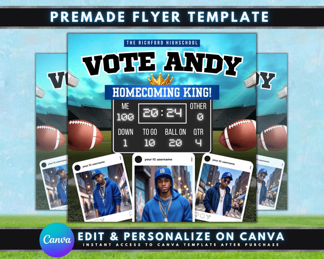 Homecoming Flyer, DIY Flyer Template Design, Homecoming King Flyer ...