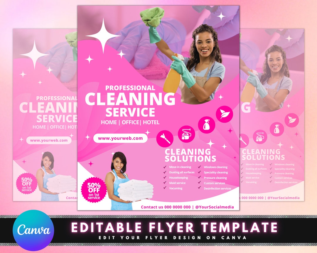 Cleaning Service Flyer, DIY Flyer Template Design, Housekeeping Flyer ...
