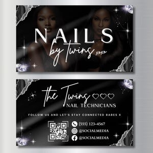 Beauty Business Cards, DIY Marketing Card Template Design, Black White ...
