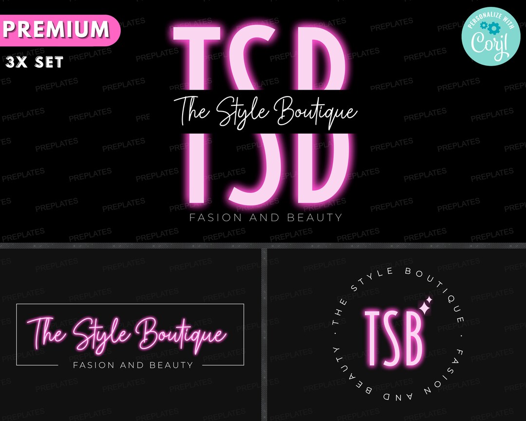 Boutique Logo, DIY Logo Design Template, Pink Neon Logo, Fashion Logo ...