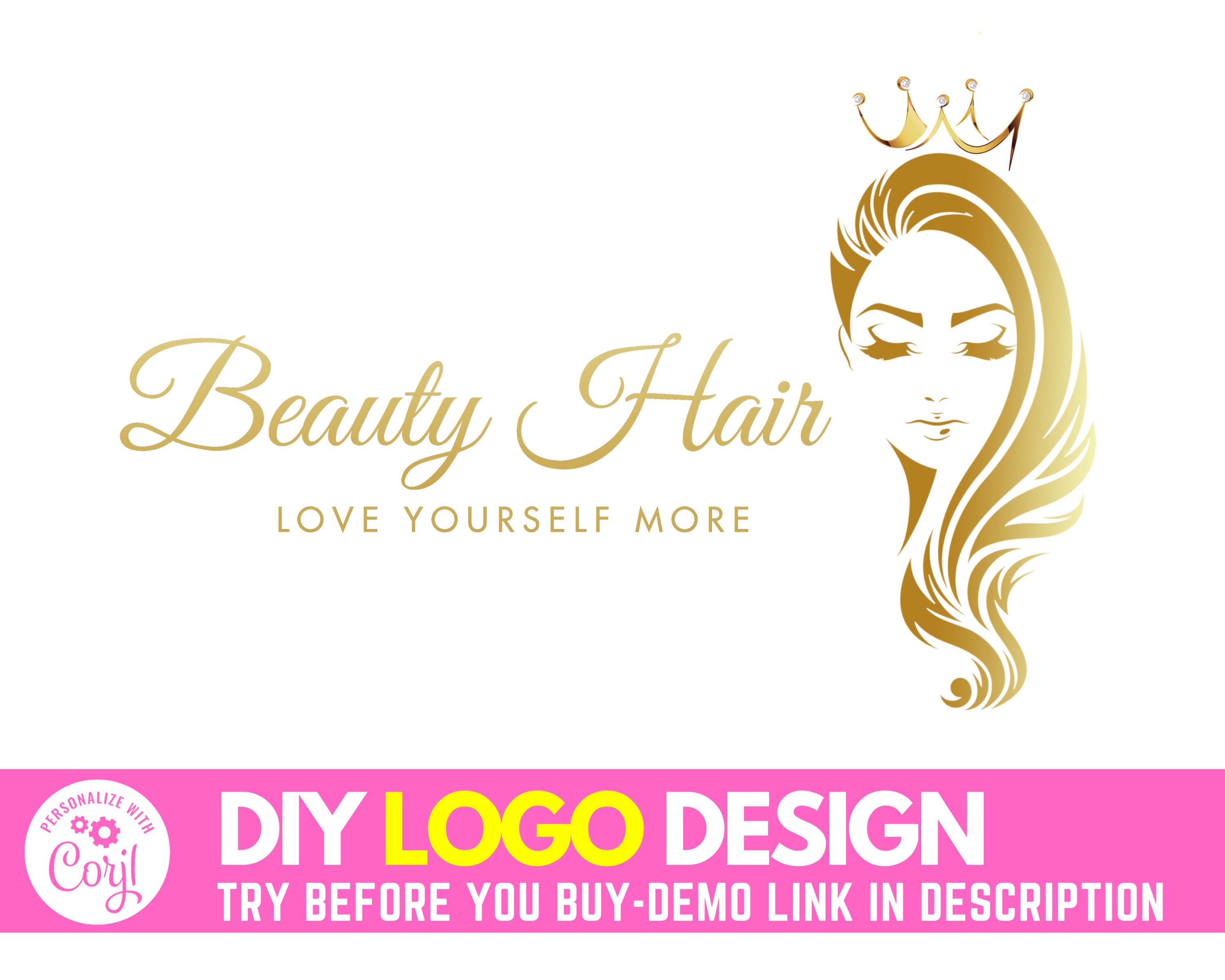 DIY Hair Logo Edit Yourself Beauty Logo Hair Extensions | Etsy