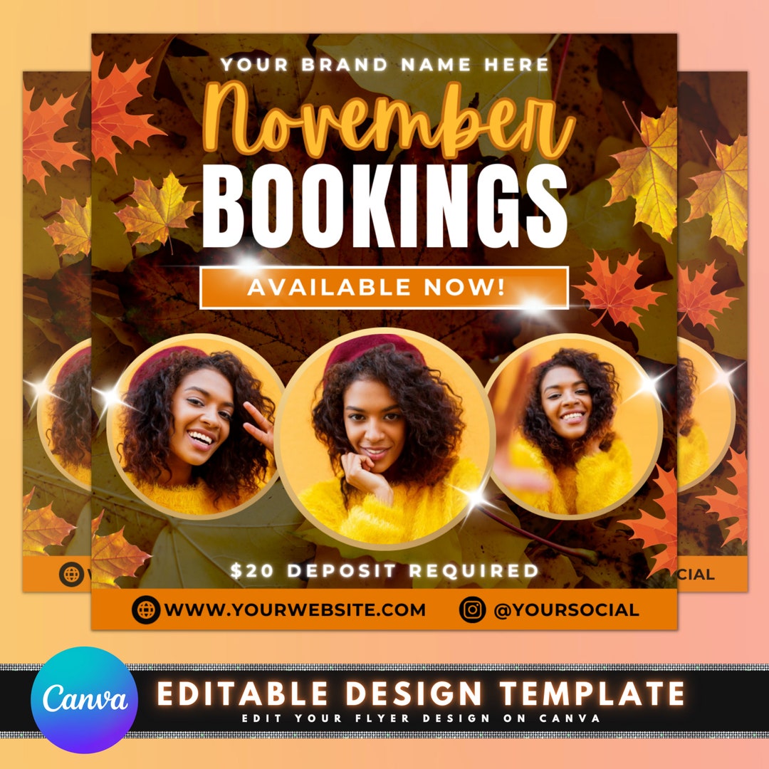 November Bookings Flyer DIY Flyer Template Design Book Now - Etsy