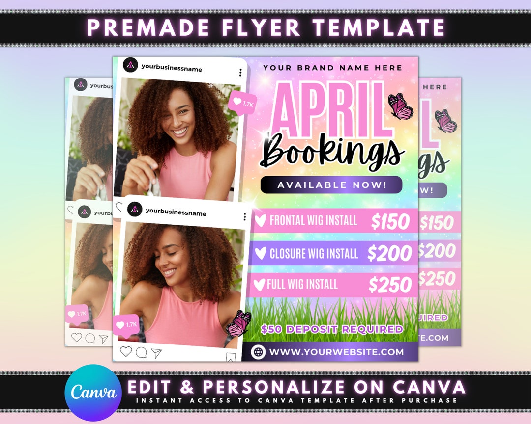 April Bookings Flyer, DIY Flyer Template Design, Spring Flyer, April ...