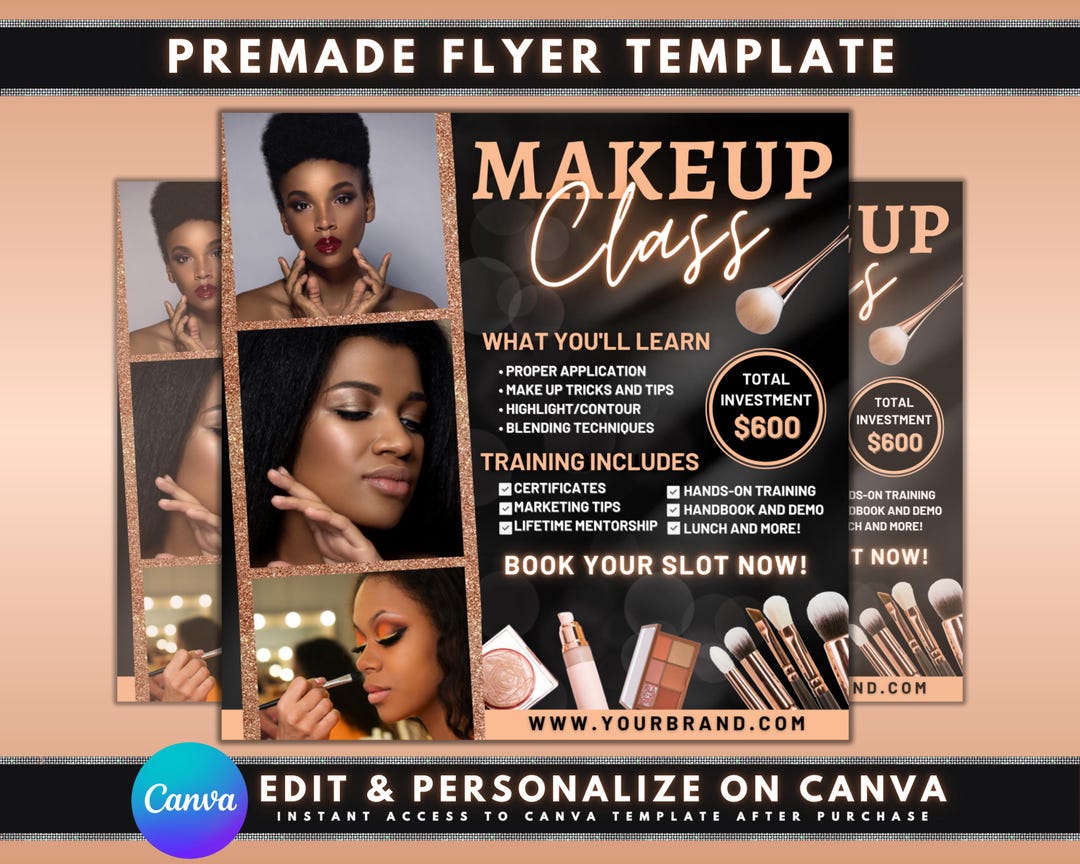 Makeup Course Flyer, DIY Flyer Template Design, Makeup Class Flyer ...