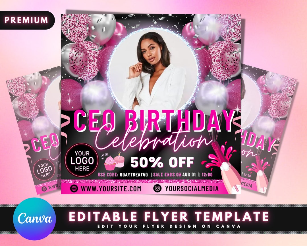 CEO Birthday Flyer, DIY Flyer Template Design, Celebration Flyer, Sale ...