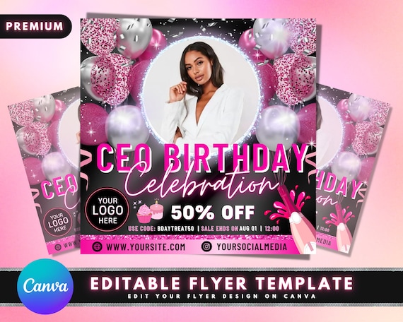 CEO Birthday Flyer DIY Flyer Template Design Celebration - Etsy