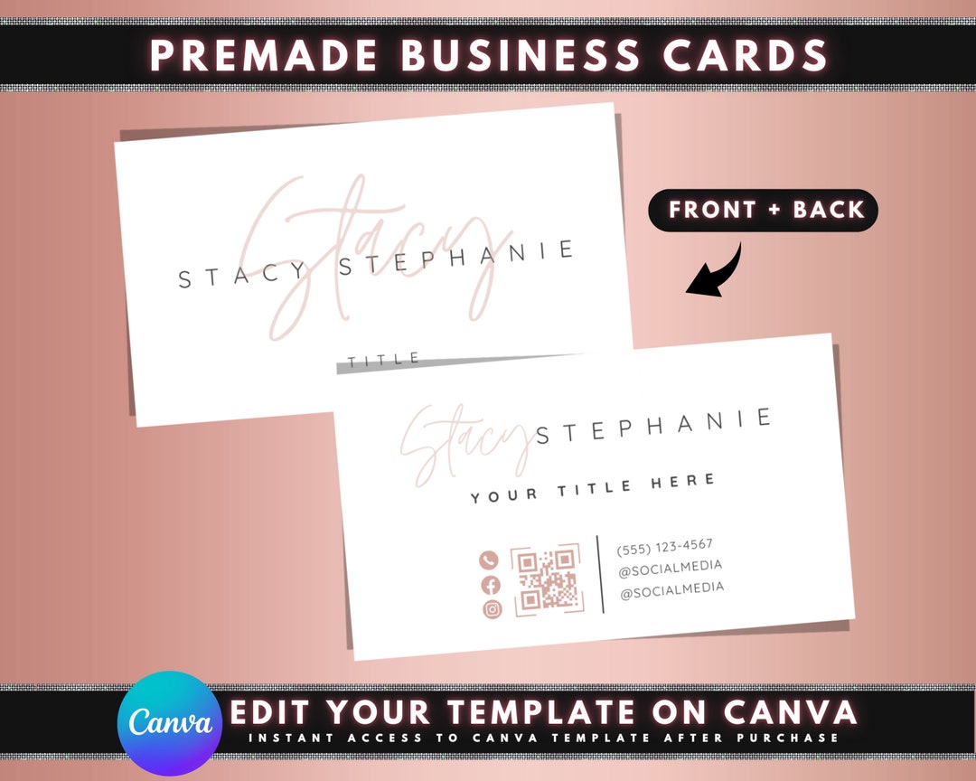 Minimalist Business Card, DIY Canva Business Card Template Design, QR ...