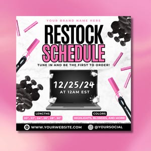 Restock Schedule Flyer, DIY Flyer Template Design, New Collection Flyer ...