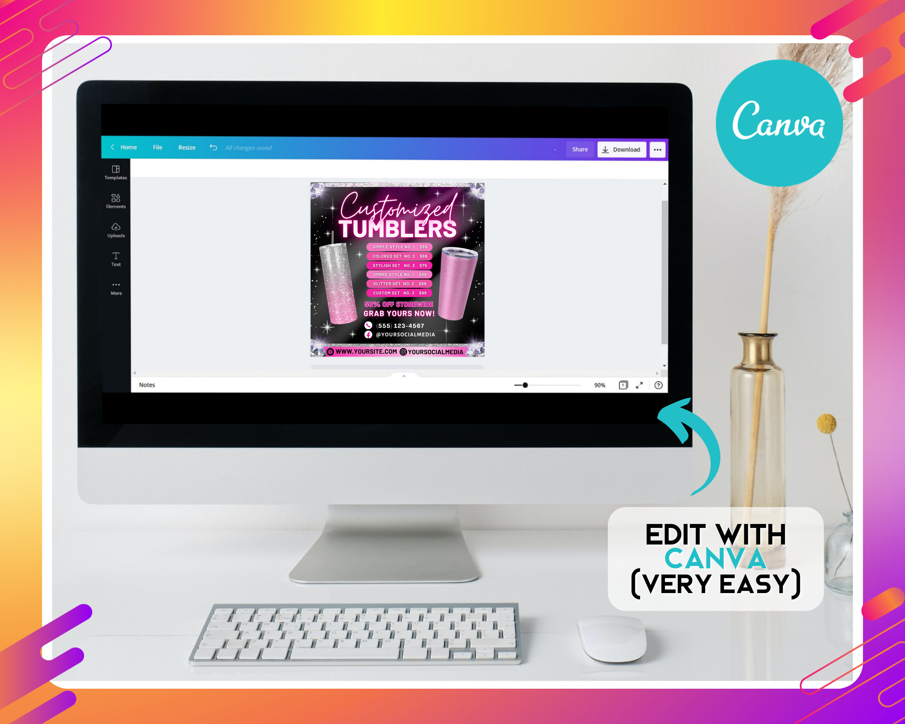 Customized Tumblers Flyer, DIY Flyer Template Design, Custom Printed ...