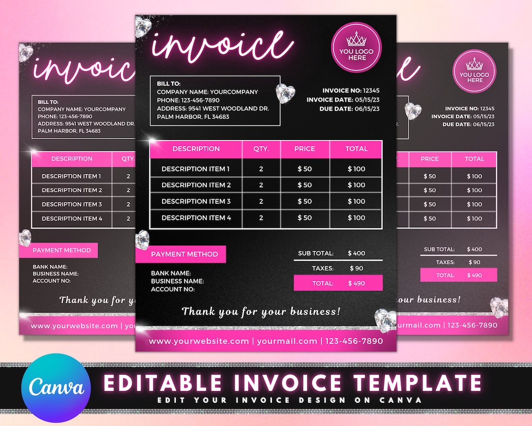 Beauty Business Invoice, DIY Invoice Template Design, Sales Invoice ...