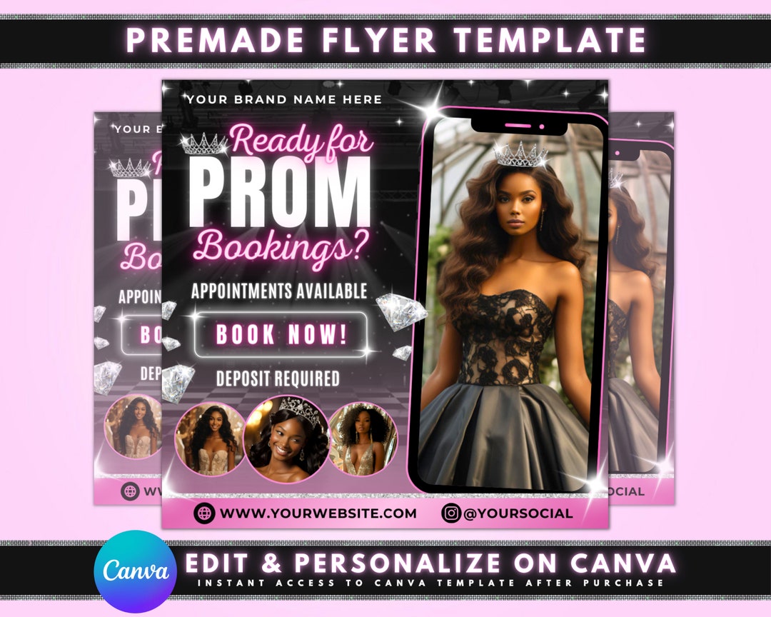 Prom Bookings Flyer, DIY Flyer Template Design, Prom Promo Package ...
