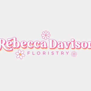 Retro Flower Logo, DIY Logo Design Template, Boho Logo, Vintage ...