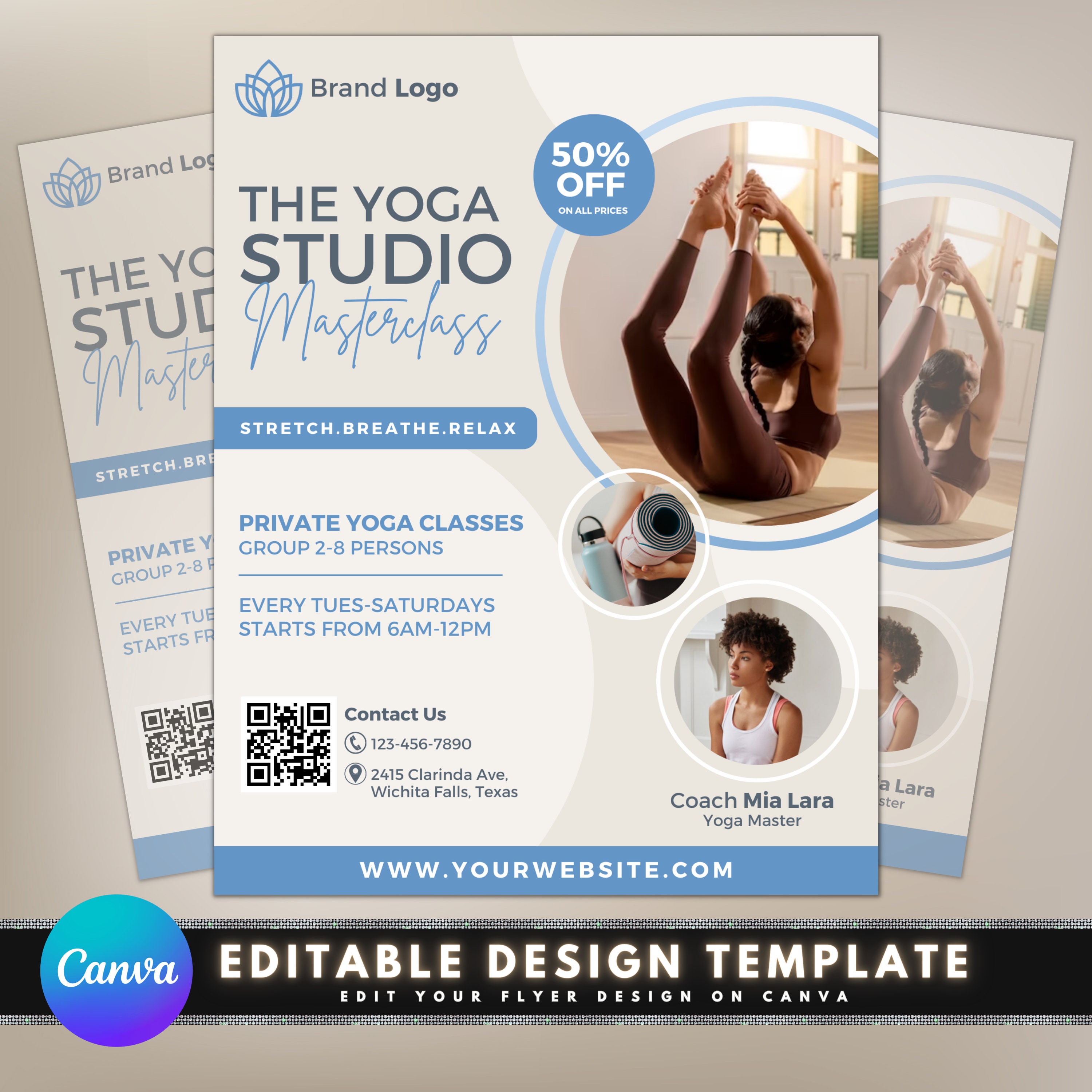 Yoga Class Flyer, DIY Flyer Template Design, Yoga Studio Flyer, Yoga ...
