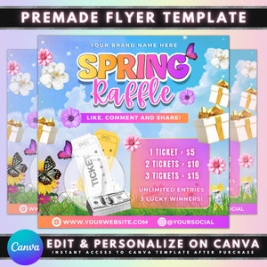 Spring Season Raffle Flyer, DIY Flyer Template Design, Spring Giveaway ...