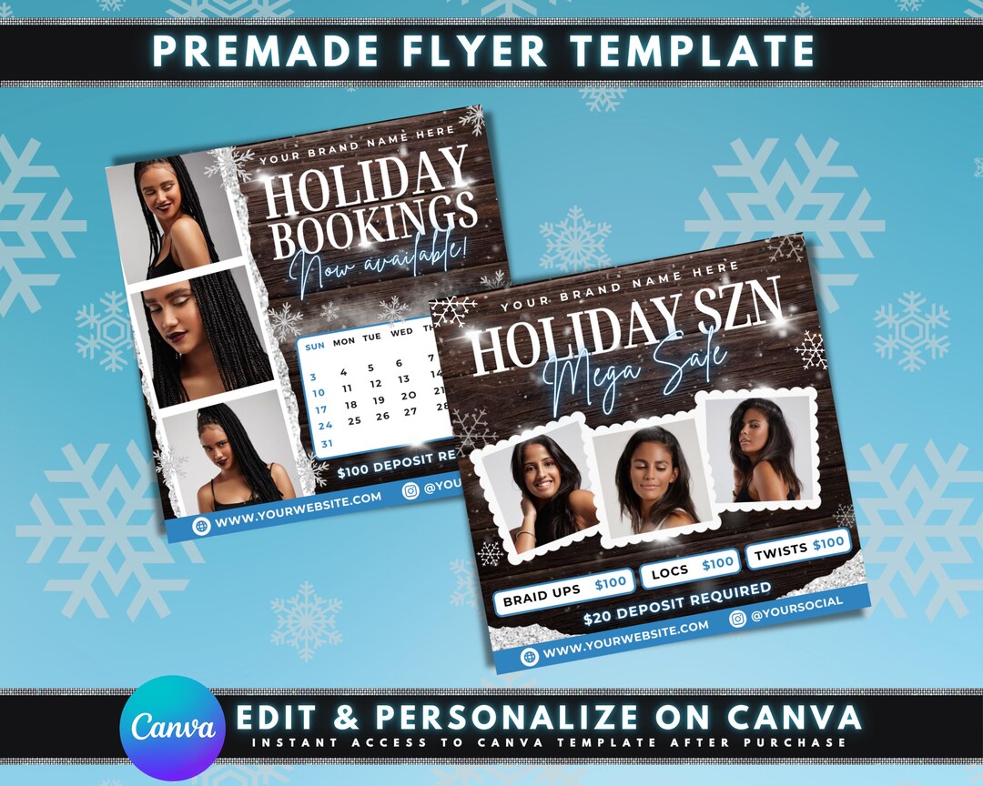December Bookings Flyer, DIY Flyer Template Design, Christmas ...