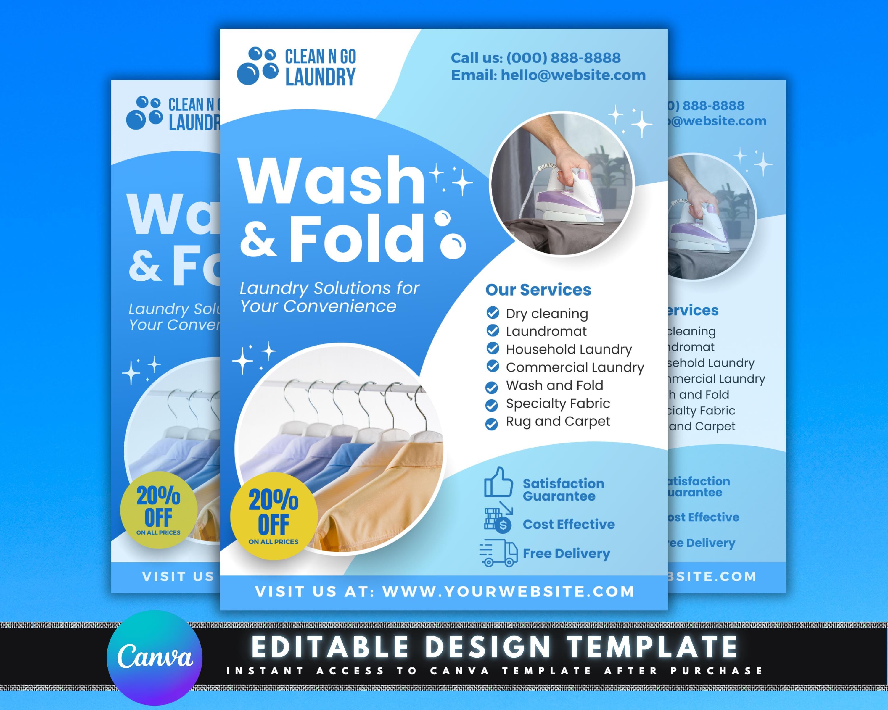 Laundry Service Flyer, DIY Flyer Template Design, Dry Cleaning Flyer ...