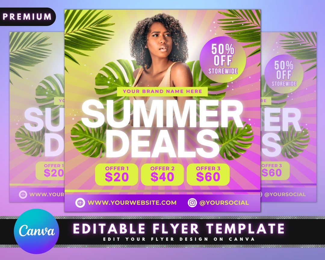Summer Deals Flyer, DIY Flyer Template Design, Lash Hair Business Flyer ...