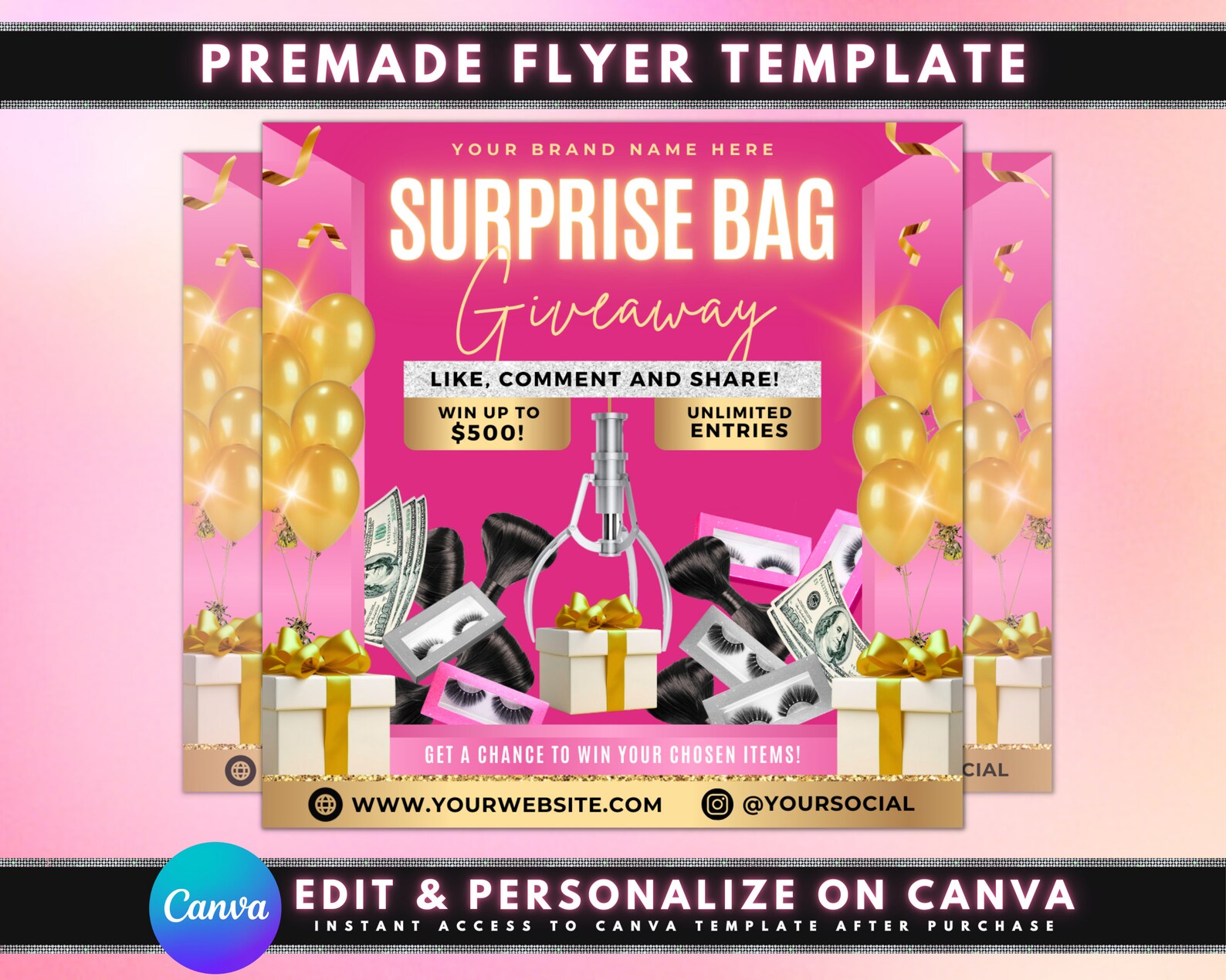 Giveaway Flyer, DIY Flyer Template Design, Raffle Ticket Flyer, Prize ...